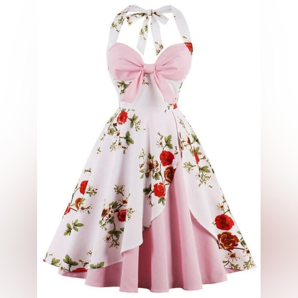 Retro Stage | Dresses | Retro Stage 95s Halter Floral Pin Up Swing ...